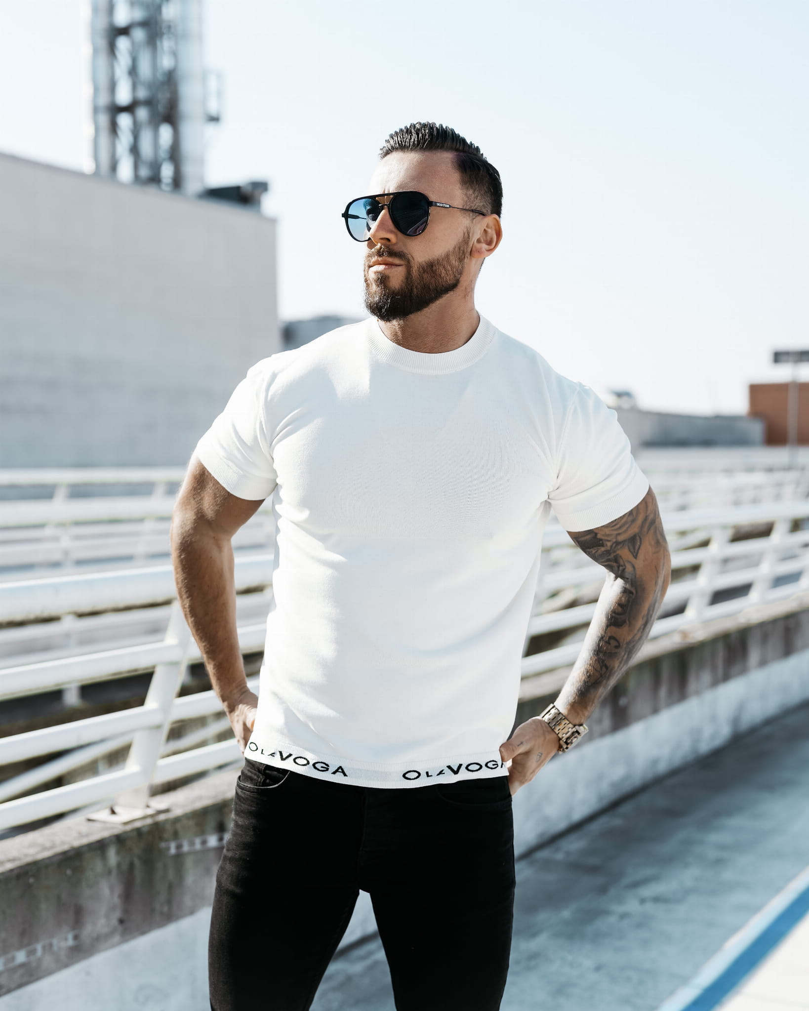 Sweter męski OLAVOGA NAKIS 2025 ecru - maWer Fashion